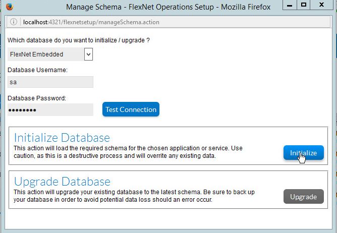 How to enable the 'Upgrade' button when trying to upgrade the FlexNet Operations database in the ...